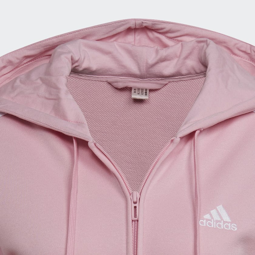 adidas Essentials French Terry 3-Stripes Full-Zip Hoodie - Pink ...