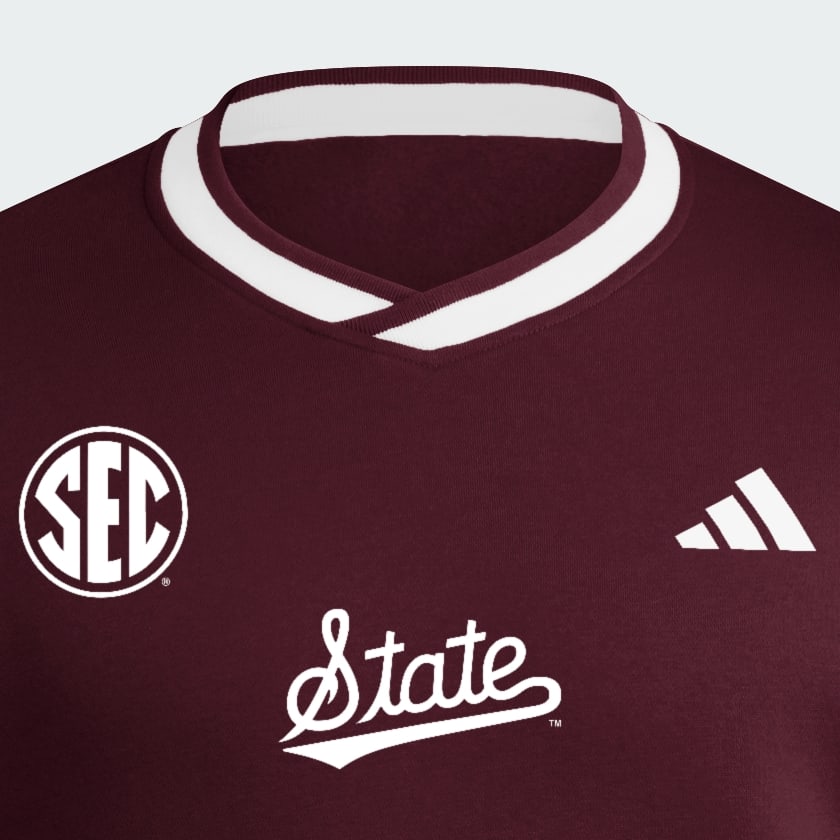 adidas Mississippi State Bulldogs 3-Stripes Fleece Jersey Crew ...