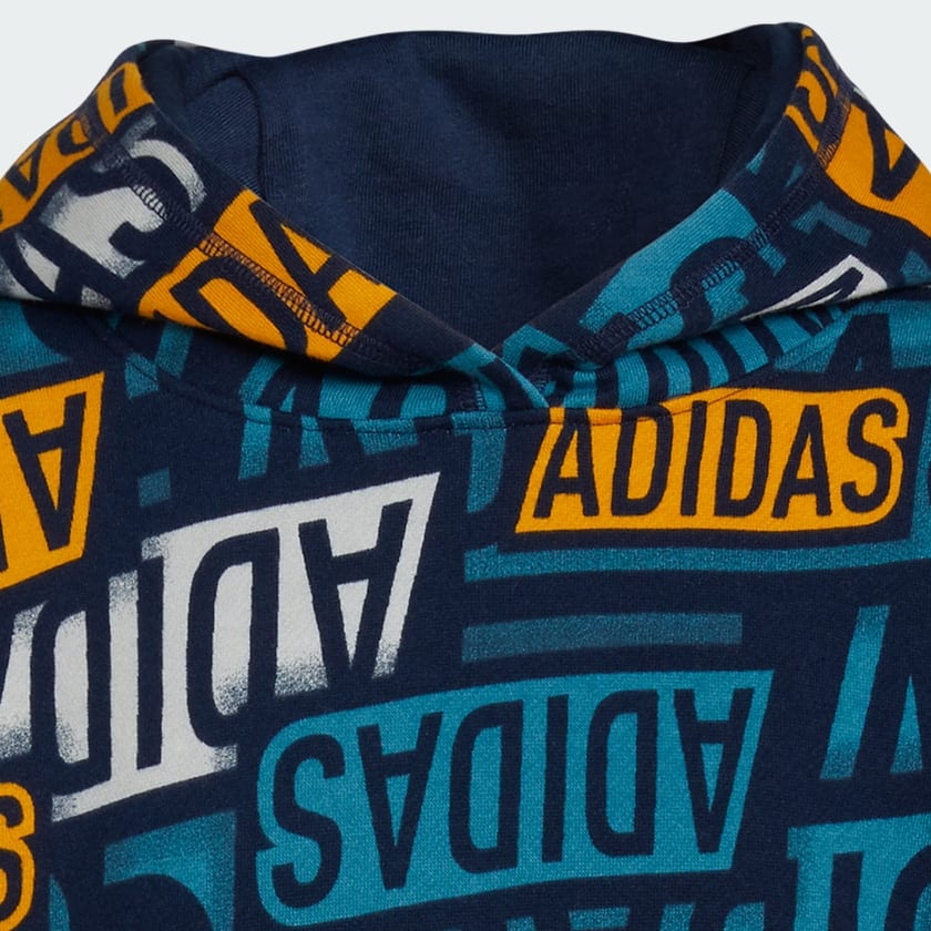 adidas Long Sleeve Brand Sticker Printed Fleece - Blue | Free Shipping ...