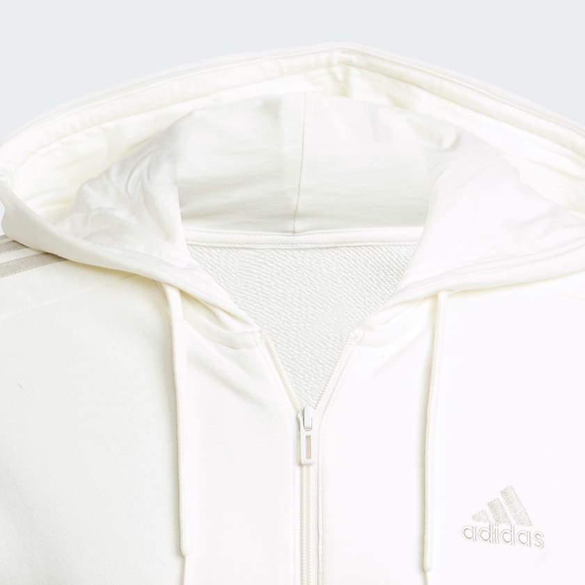 adidas Essentials French Terry 3-Stripes Full-Zip Hoodie - White ...