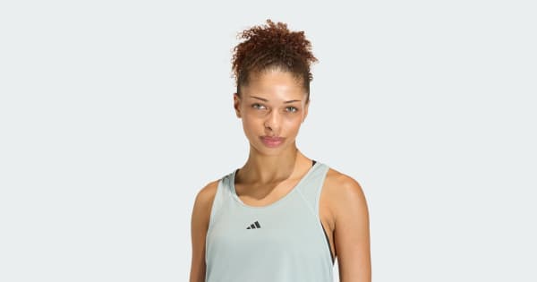 adidas Train Essentials Minimal Branding Racerback Tank Top - Green ...