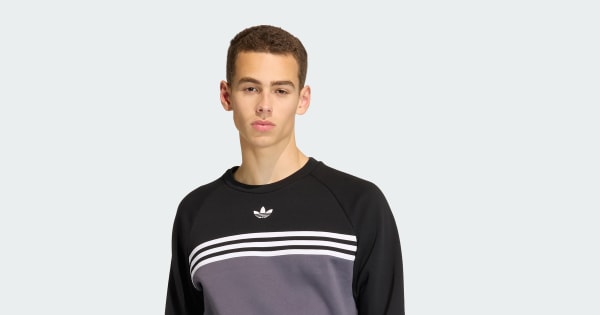 adidas CHEST STRIPES CREWNECK SWEATSHIRT - Grey | adidas UK