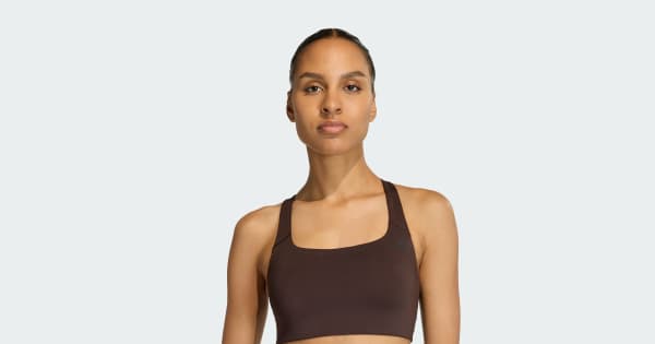adidas Optime Workout Medium Support Bra - Brown | Free Shipping with ...