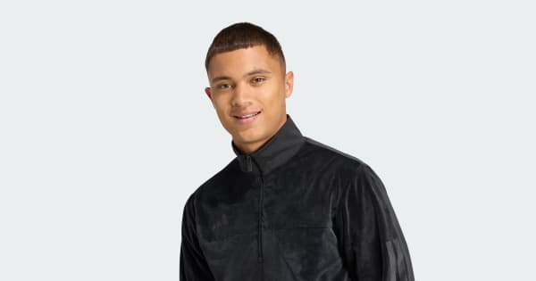 adidas VELOUR HALF ZIP Track Top - Black | Free Shipping with adiClub ...