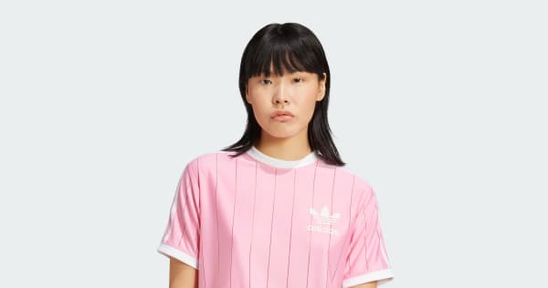 adidas Adicolor 3-Stripes Pinstripe T-Shirt - Pink | adidas UK