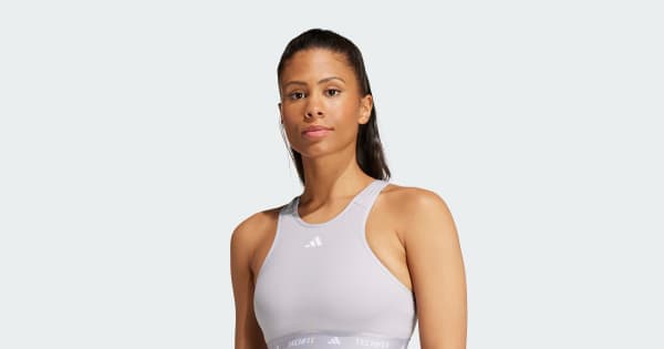 adidas TECHFIT Medium-Support High-Neck Bra - Grey | adidas Australia