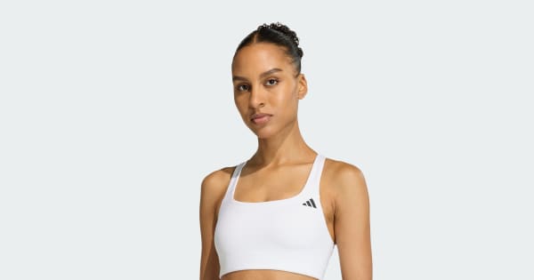 adidas Optime Workout Medium Support Bra - White | Free Shipping with ...