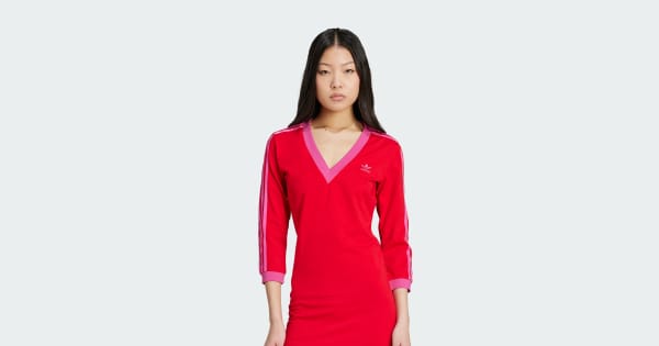 adidas Adicolor Classics 3-Stripes Maxi Dress - Red | adidas UK