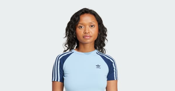 camiseta Slim Manga Raglan Adicolor três listras - Azul adidas | adidas ...