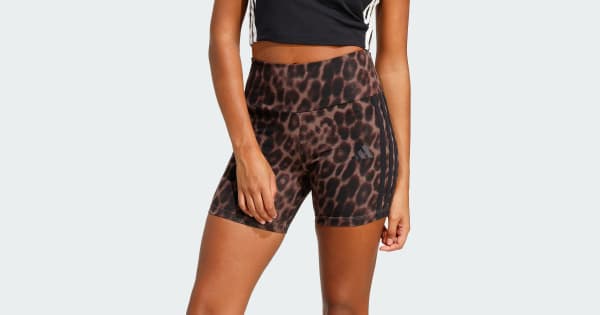 adidas Seasonal Essentials Leopard Print Biker Shorts with 3-Stripes ...