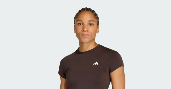 adidas Power Essentials Workout Contour T-Shirt - Brown | Free Shipping ...