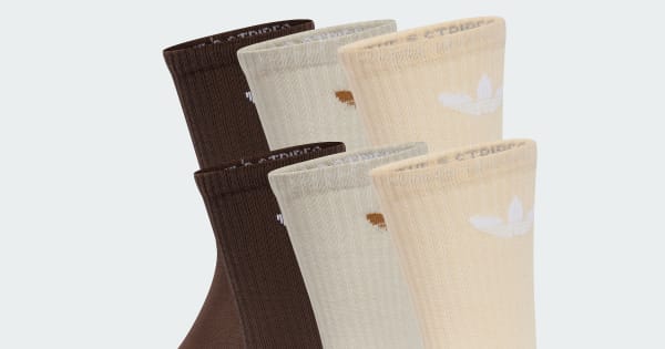adidas Trefoil Cushion Crew Socks 6 Pairs - Brown | adidas UK
