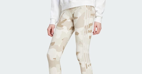 adidas Essentials 3-Stripes Camo Print 7/8 Length Leggings - Beige ...