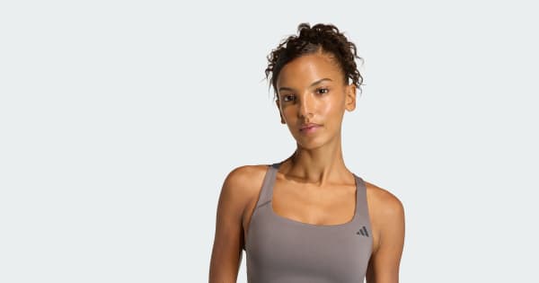 adidas Optime Workout Medium Support Bra - Brown | Free Shipping with ...