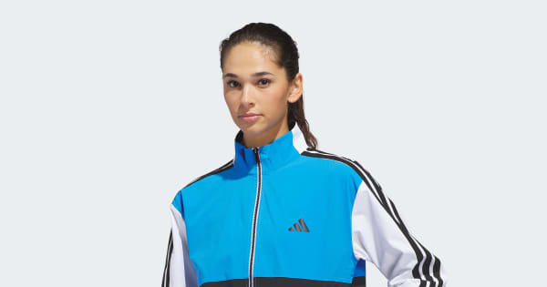 adidas BEYOND COLOR BLOCK TWISTWEAVE FULL ZIP JACKET - Blue | Free ...