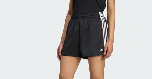 adidas Originals Satin Shorts Ruffle 3-Stripes - Black | adidas UK