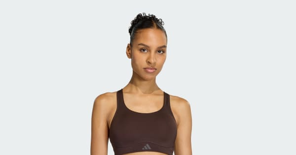 adidas Optime Workout High Support Bra - Brown | Free Shipping with ...