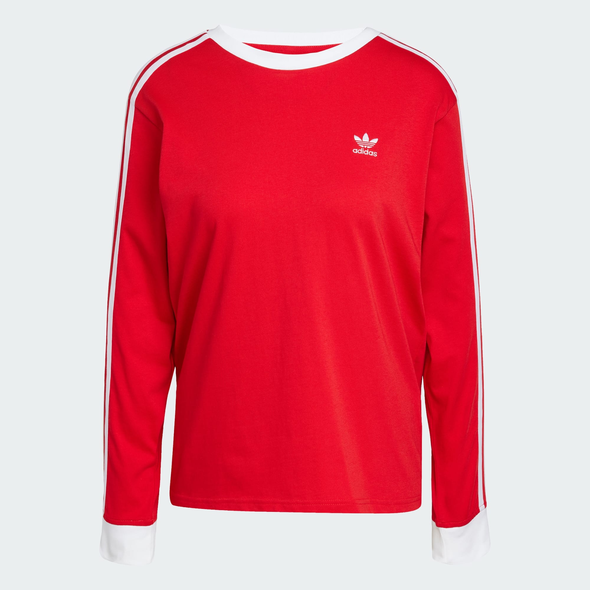 adidas Adicolor 3-Stripes Regular Long Sleeve Tee - Red | Free Shipping ...