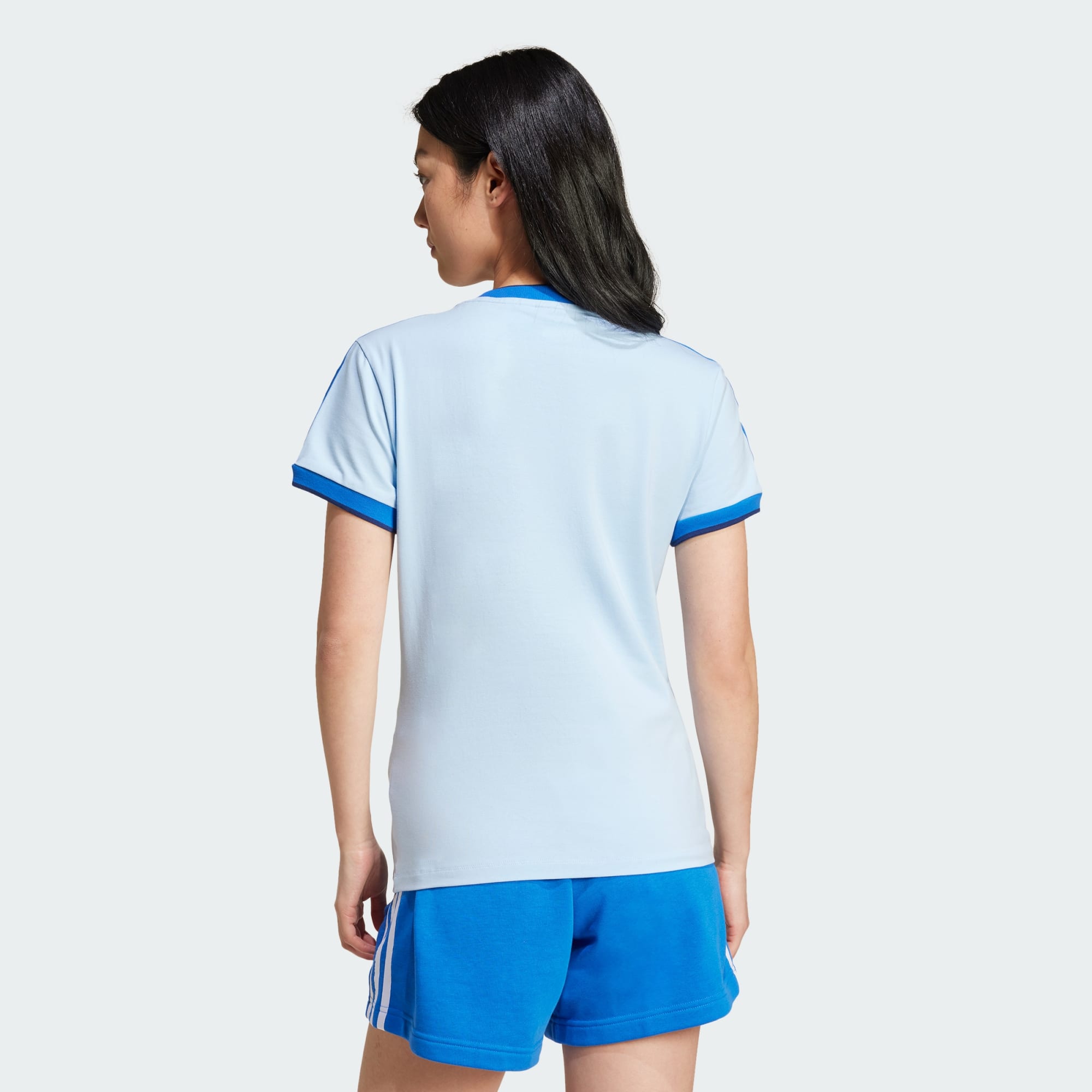 Graphic Badge Slim 3-Stripes T-Shirt, Blue | adidas UK