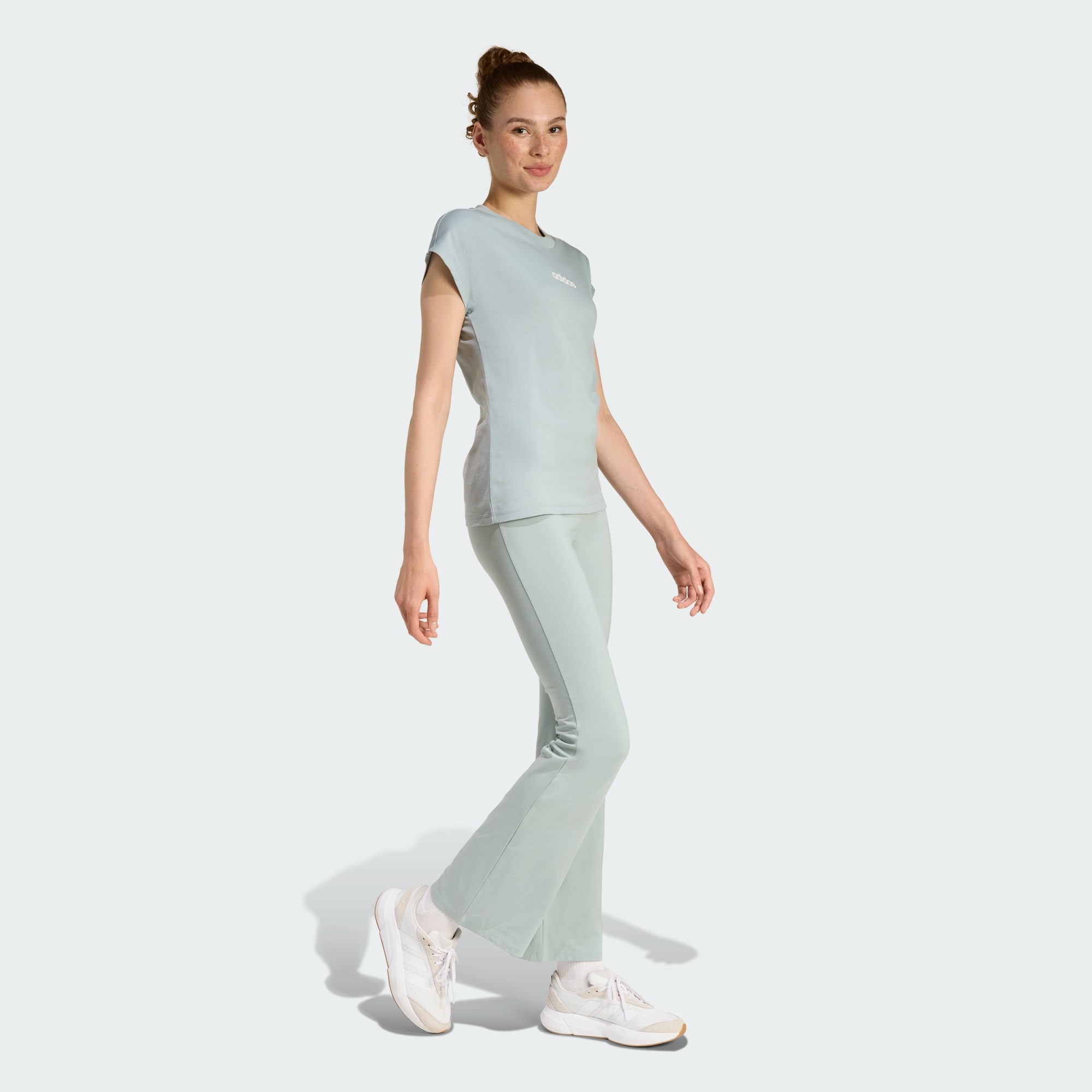 adidas Essentials Small Logo Flared Leggings - Green | Free Shipping ...