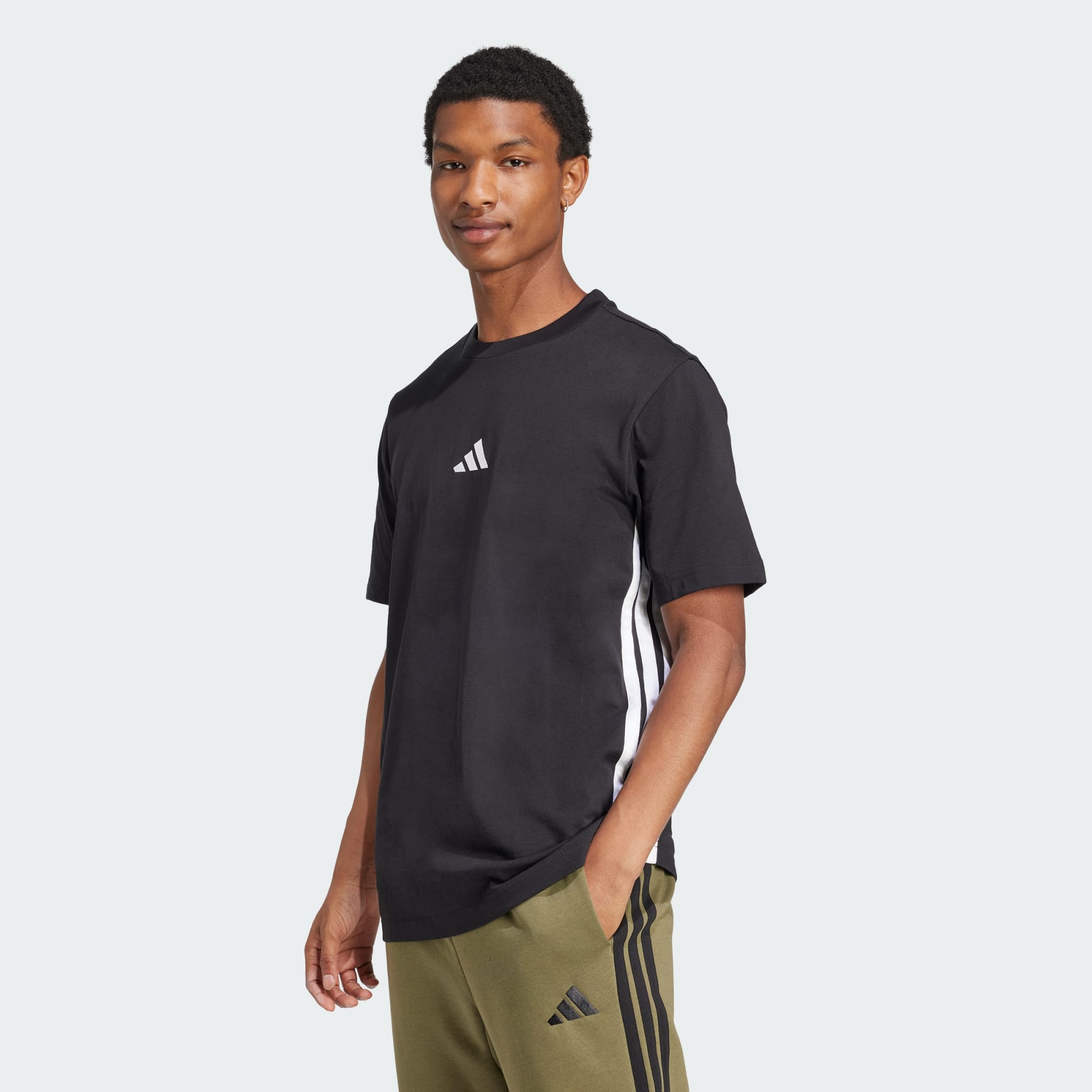 adidas Essentials 3-Stripes Single Jersey Tee - Black | adidas Australia