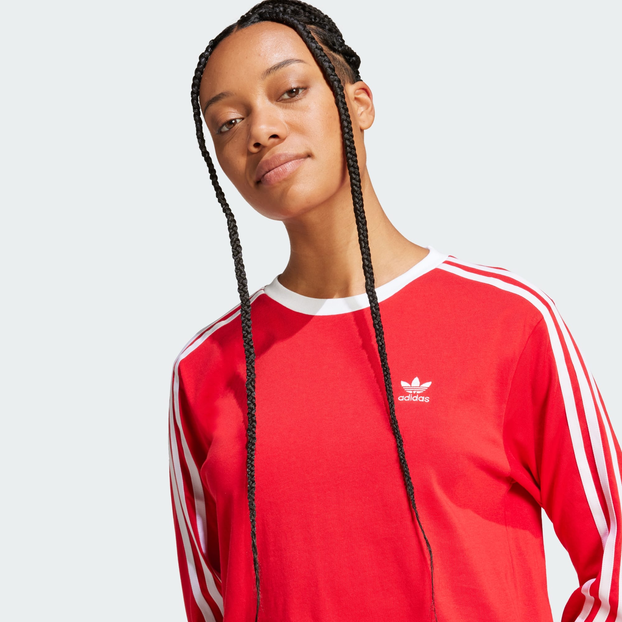 adidas Adicolor 3-Stripes Regular Long Sleeve Tee - Red | Free Shipping ...