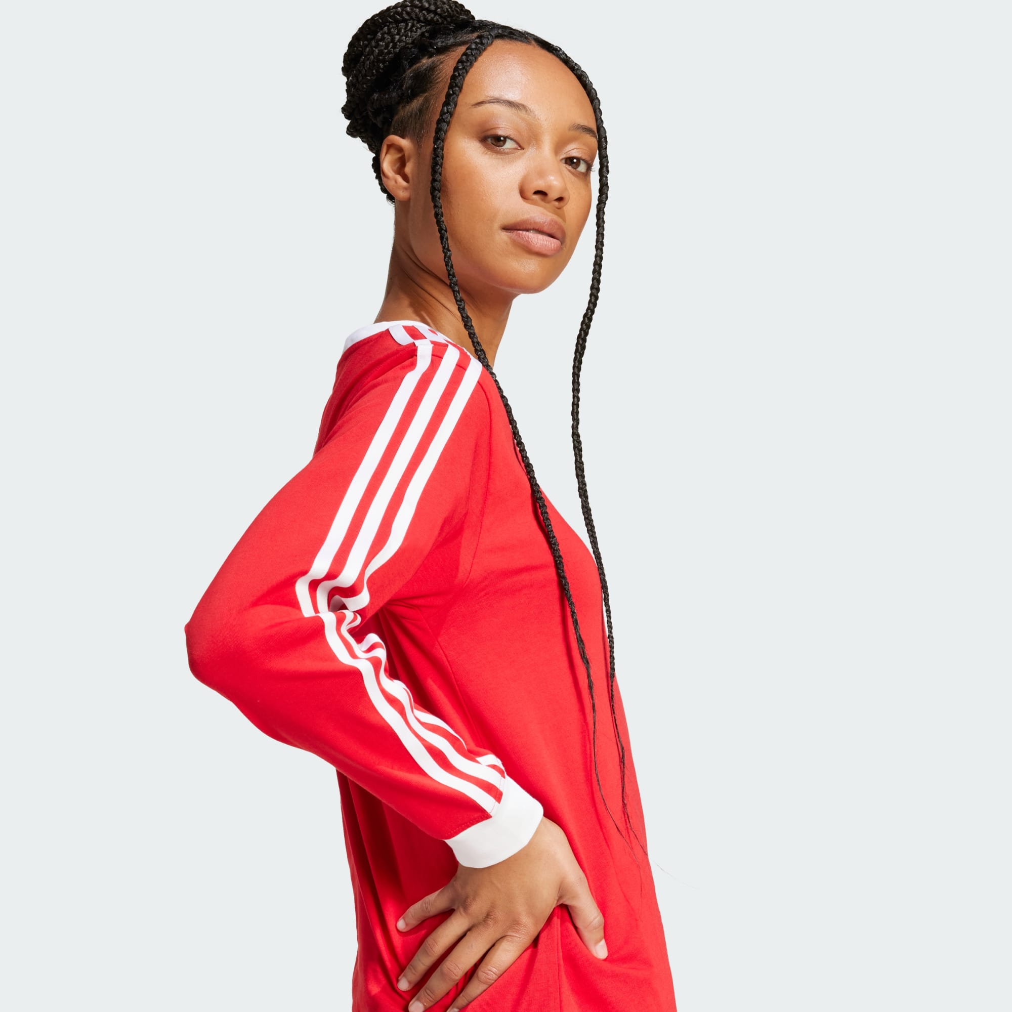 adidas Adicolor 3-Stripes Regular Long Sleeve Tee - Red | Free Shipping ...