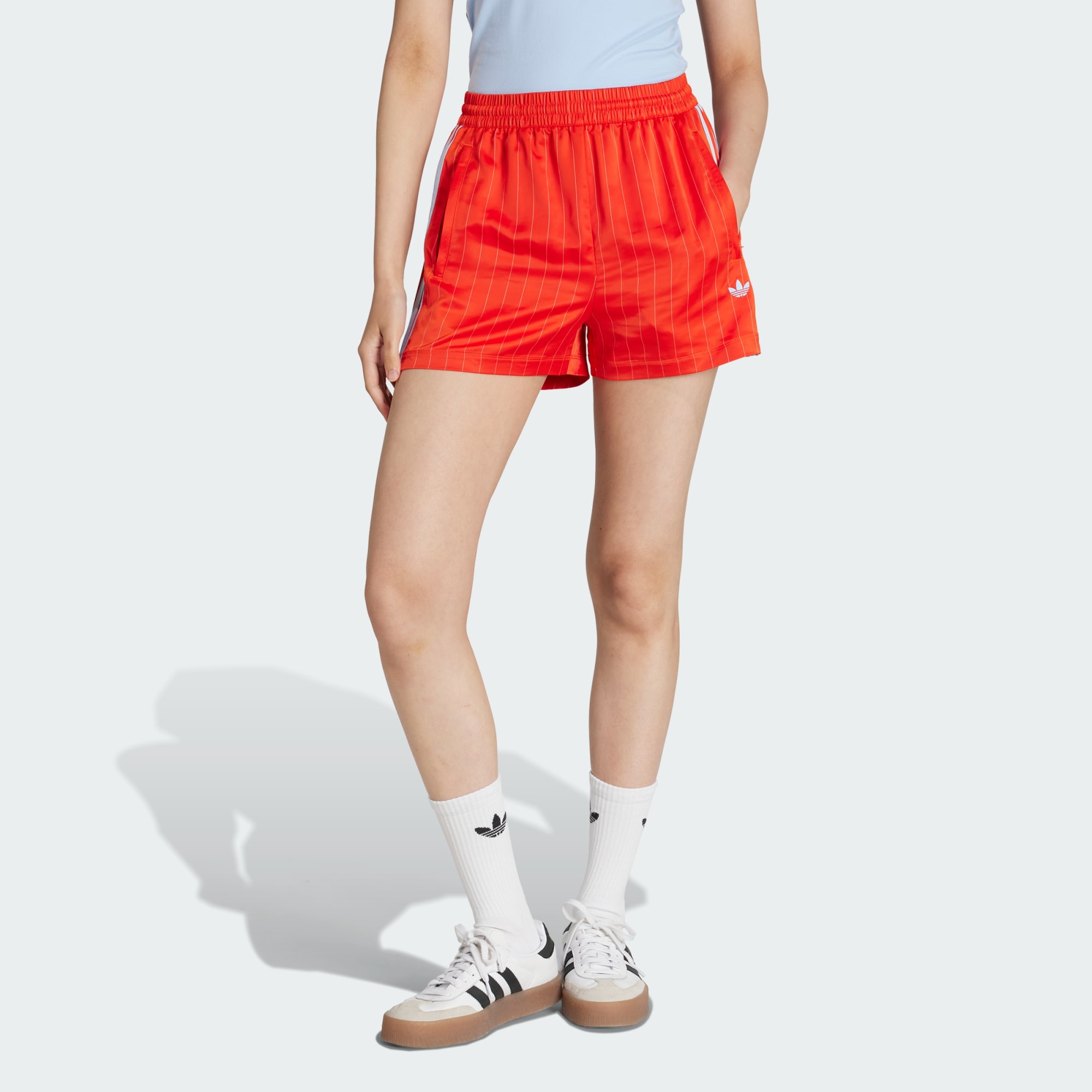 adidas Originals Pin-stripe Satin Shorts - Orange | adidas UK