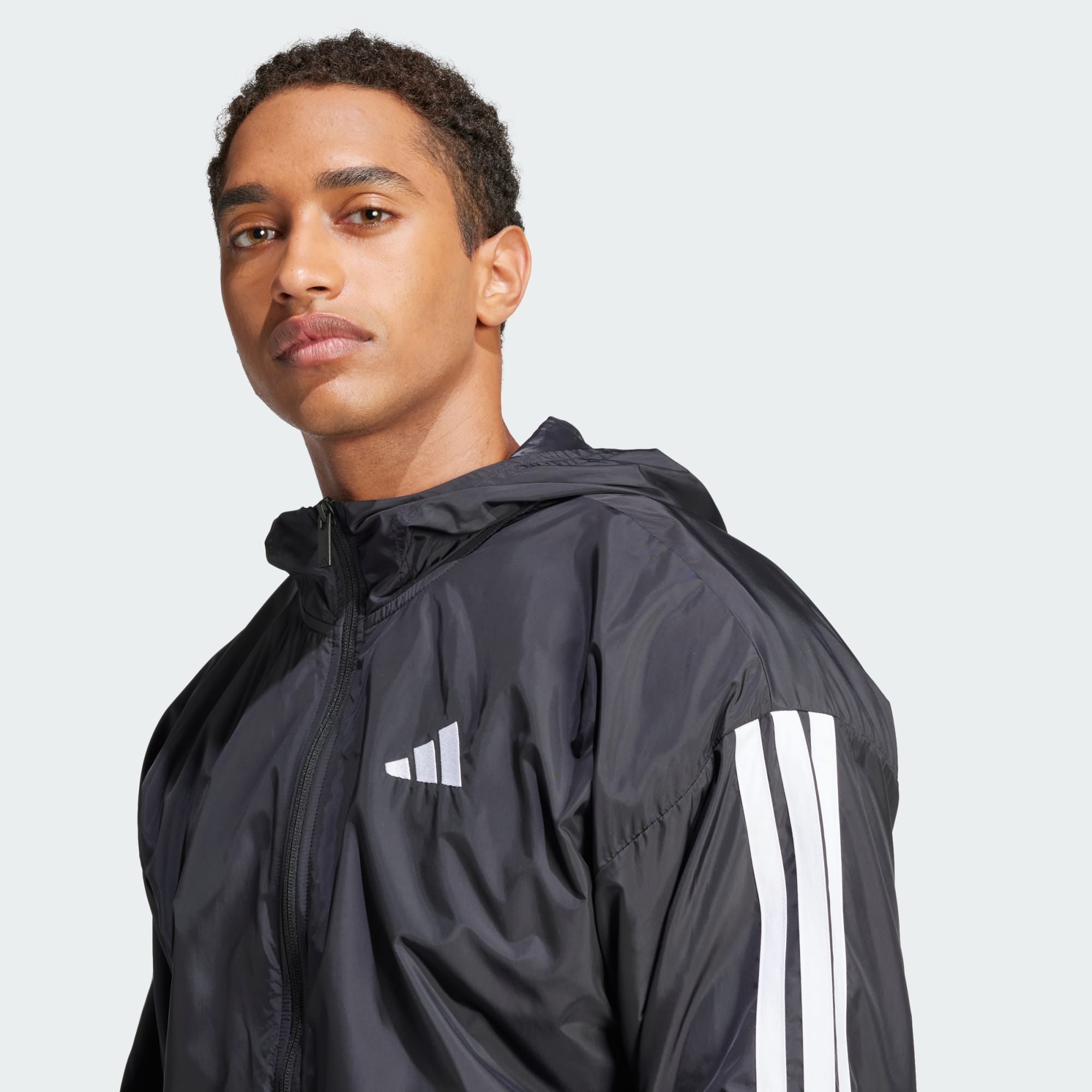 adidas Essentials 3-Stripes Windbreaker - Black | adidas UK