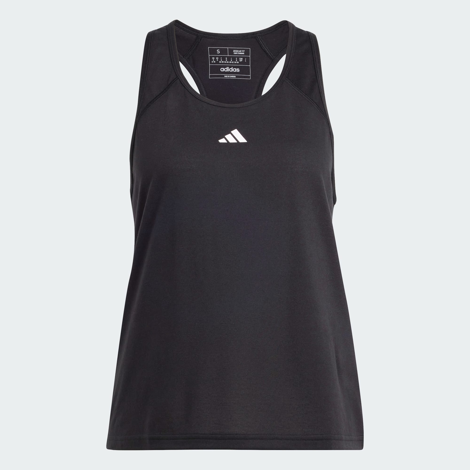 adidas Train Essentials Minimal Branding Racerback Tank Top - Black ...