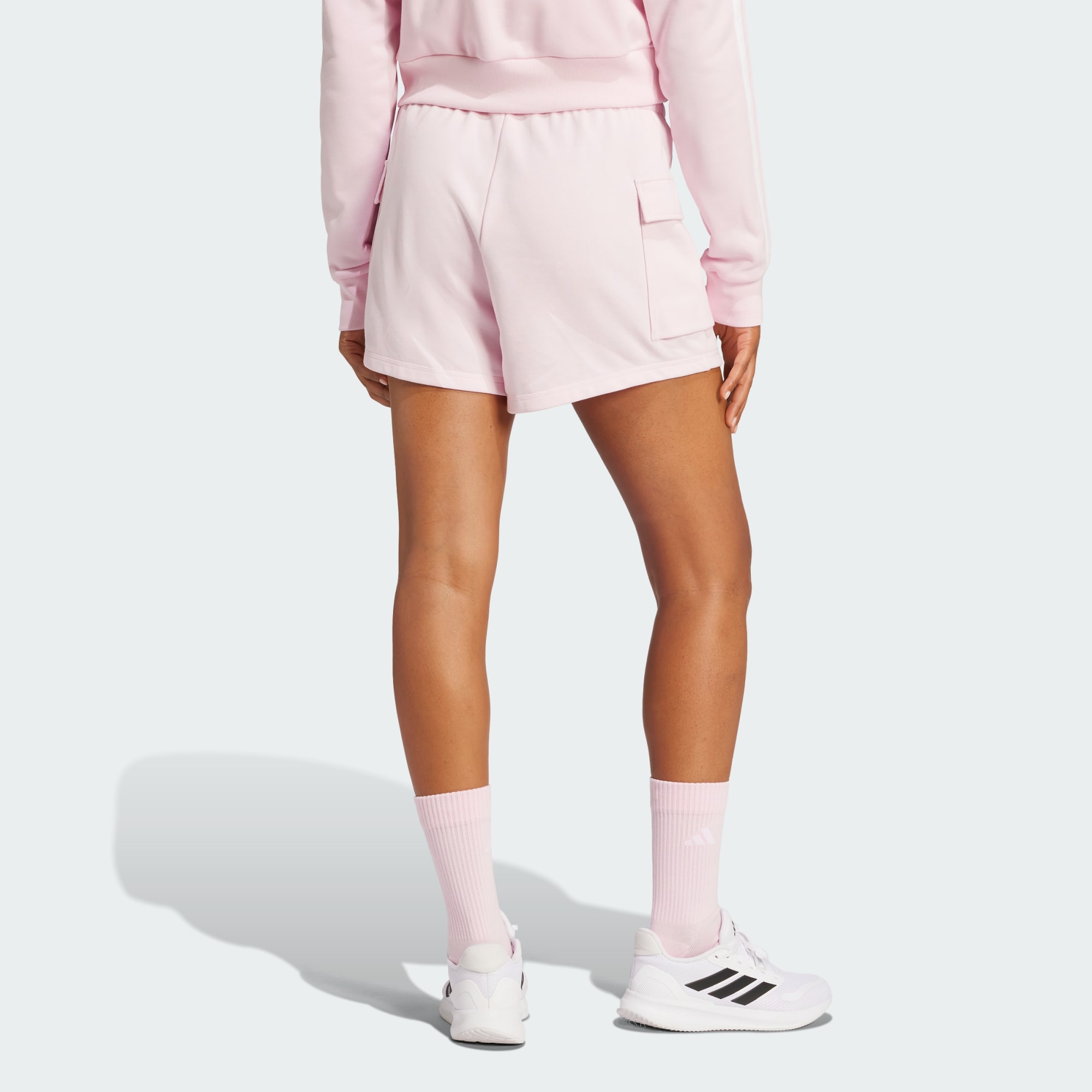 adidas Essentials Small Logo French Terry Cargo Shorts - Pink | Free ...