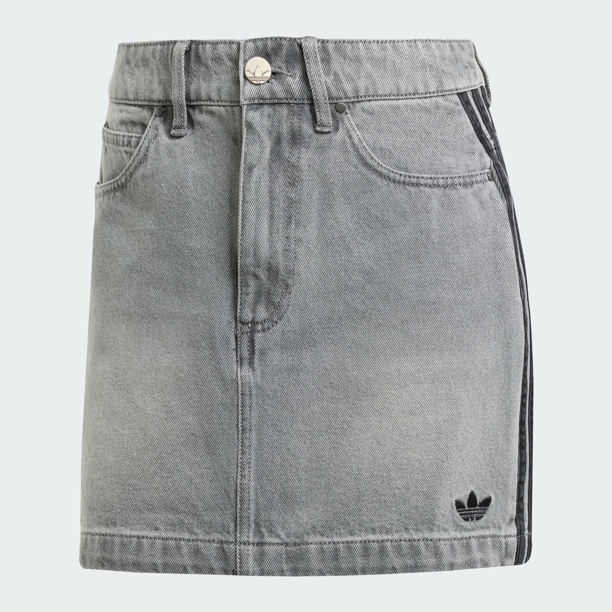 adidas Adicolor 3-Stripes Denim Mini Skirt - Grey | Free Shipping with adiClub