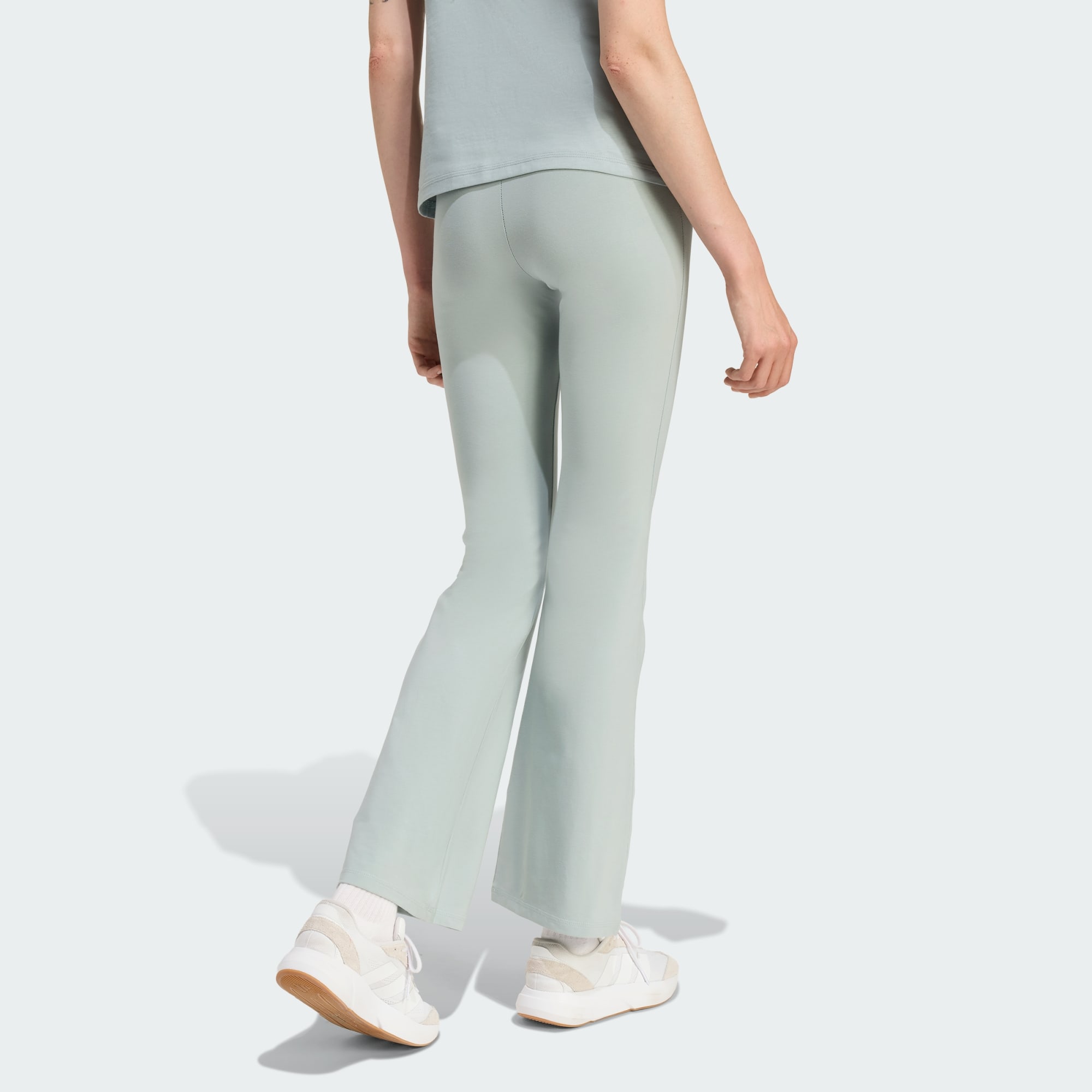 adidas Essentials Small Logo Flared Leggings - Green | Free Shipping ...