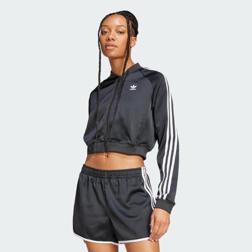 adidas Adicolor Satin Track Top - Black | adidas UK