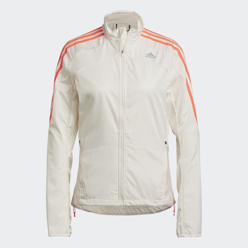 adidas Women's Running Marathon 3-Stripes Running Jacket - White adidas US