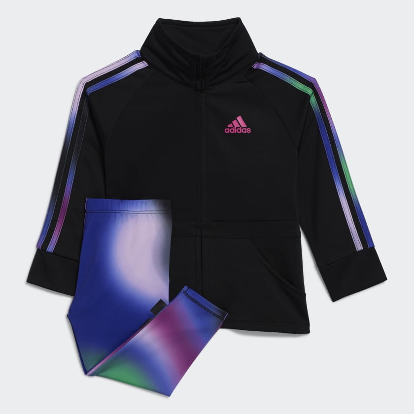 adidas Tricot Jacket and Allover Print Tights Set - Black | Free ...