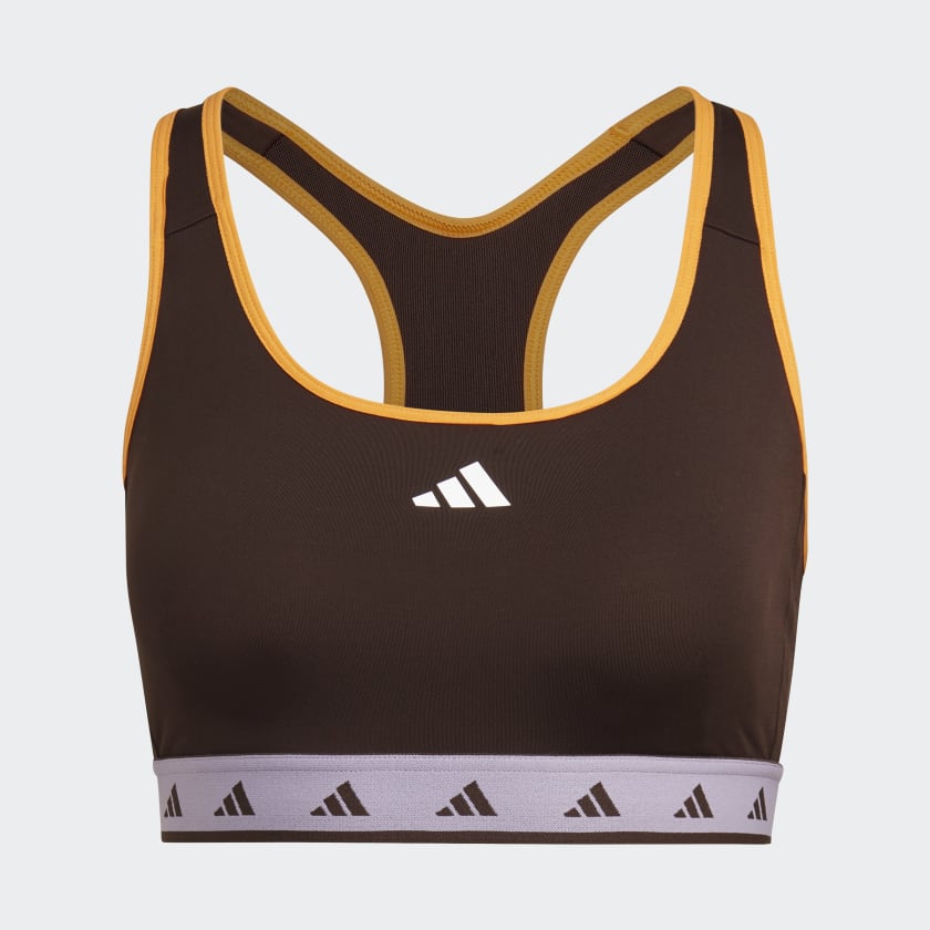 adidas Hyperglam Powerreact Medium-Support Techfit Bra - Brown | adidas ...