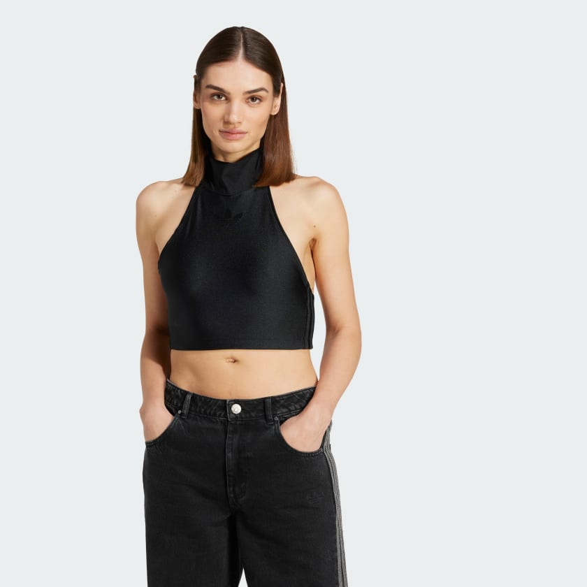 adidas Tie-Neck Crop Top - Black | adidas Australia