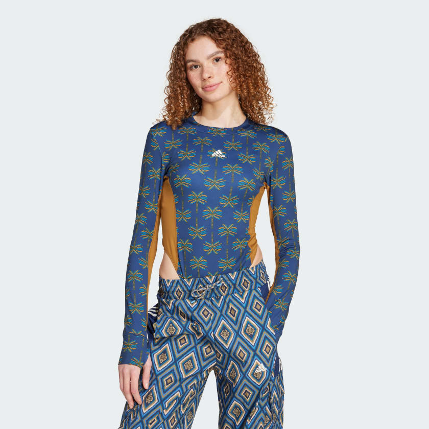 adidas x FARM Rio Body Long Sleeve Leotard - Brown | adidas UK