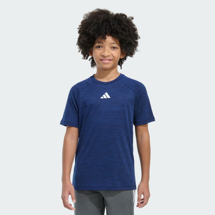 adidas Short Sleeve Essential Poly Mélange Tee - Blue | Free Shipping ...