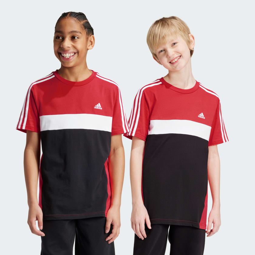 adidas Tiberio 3-Stripes Colorblock Cotton Tee Kids - Orange | adidas ...