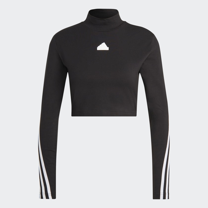 adidas Future Icons 3-Stripes Mock Neck Top - Black | adidas Australia