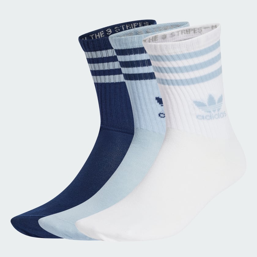 adidas Mid Cut Crew Socks 3 Pairs - Blue | adidas Australia