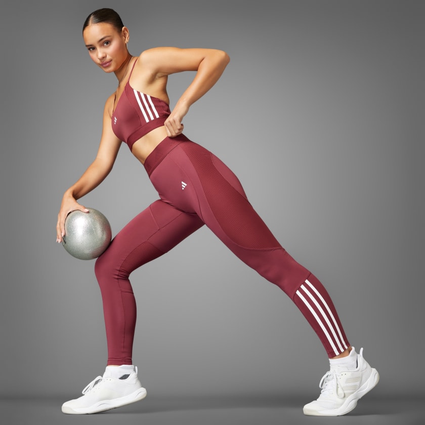 Hyperglam Full Length Ribbed Leggings, Burgundy | adidas DE