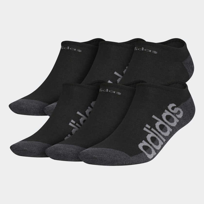 adidas Linear Superlite No-Show Socks 6 Pairs - Black | Men's Training ...
