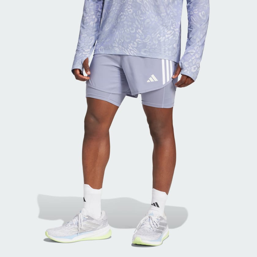 adidas กางเกงขาสั้นดีไซน์ทูอินวัน Own the Run 3-Stripes - สี adidas กางเกงขาสั้นดีไซน์ทูอินวัน Own the Run 3-Stripes - สี