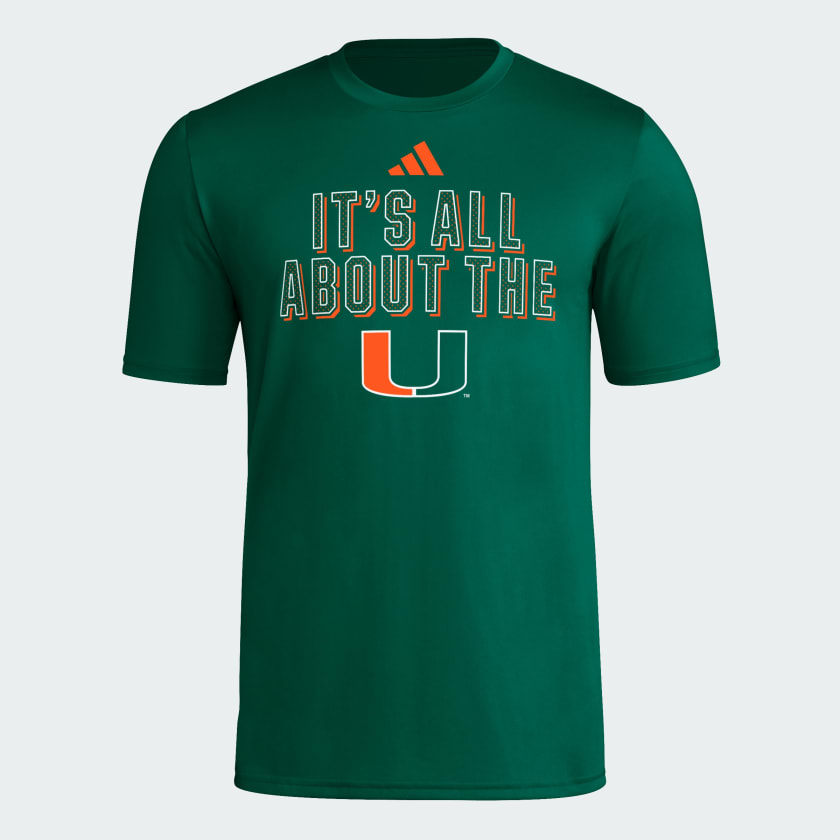 adidas Miami Hurricanes Short Sleeve Pre-Game Tee - Green | Free ...