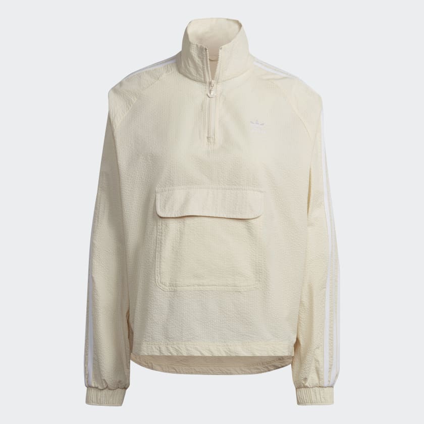 adidas Adicolor Classics Poplin Half-Zip Track Jacket - White | adidas ...