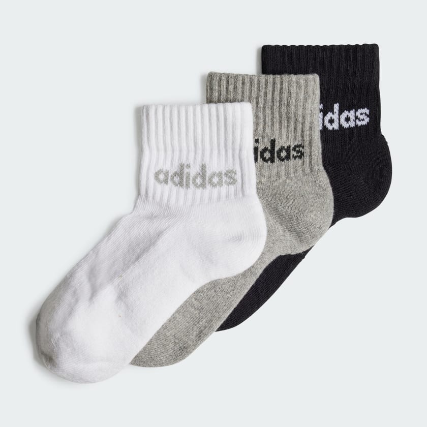 adidas Outlet Value Linear Kids Ankle Socks 3 Pairs - Black | adidas UK