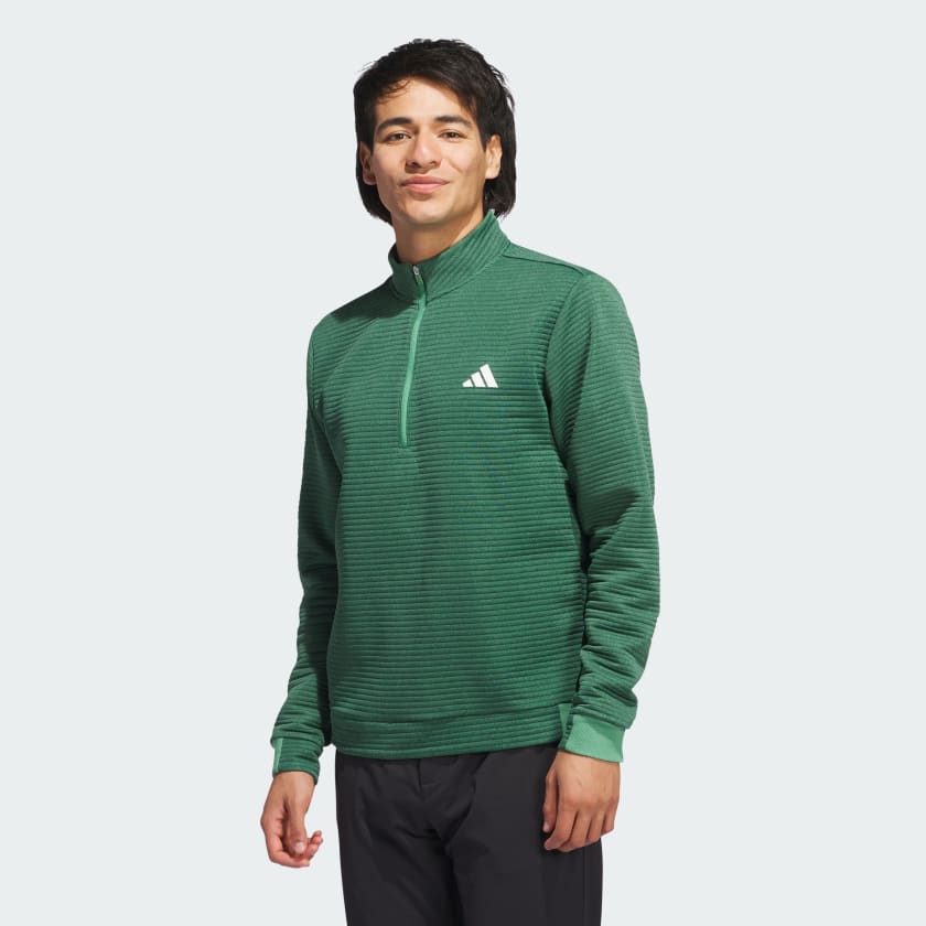 adidas Ultimate365 Dwr Textured Quarter Zip Pullover - Green | adidas ...